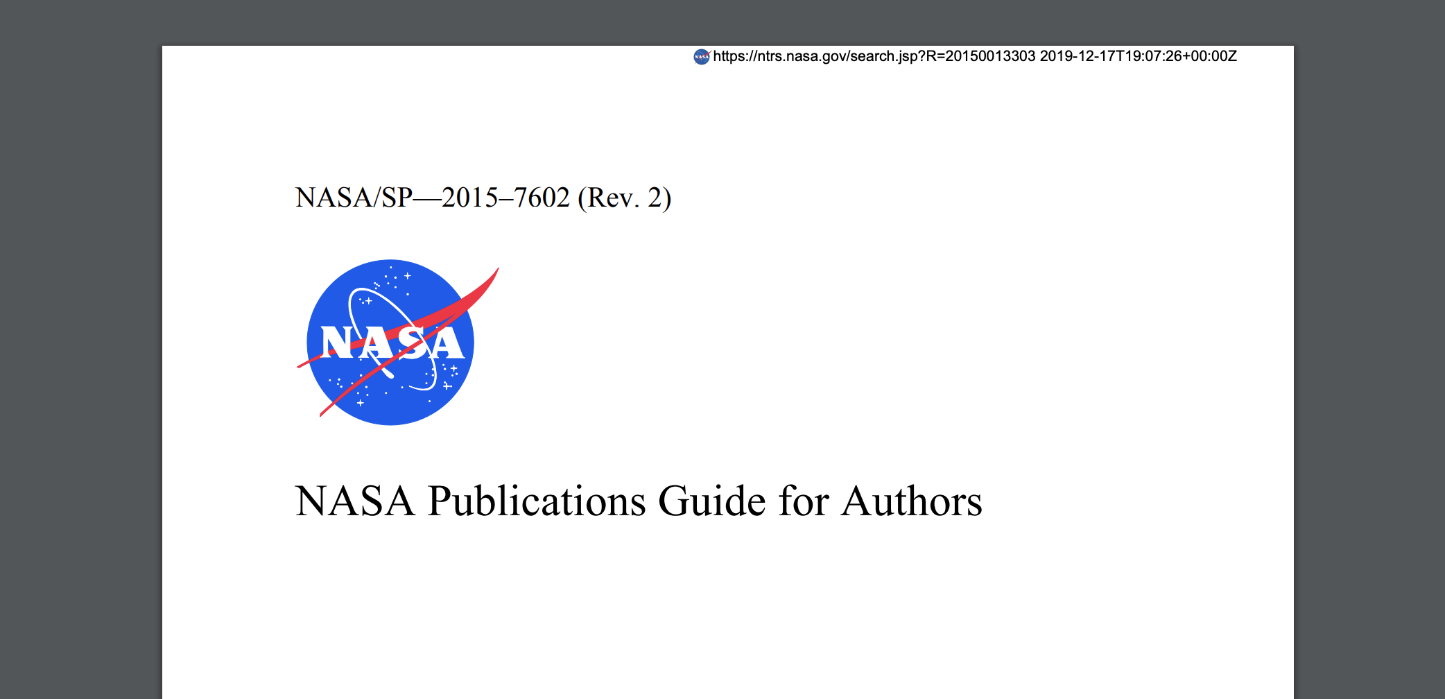 NASA Publication Guide for Authors | APPEL Knowledge Services